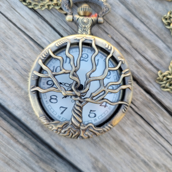 Jewelry | Antique Brass Tree Of Life Pocket Watch Necklace Locket ...